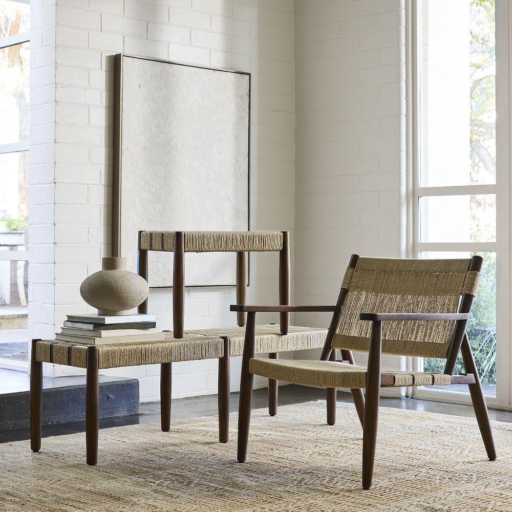 Morton Woven Show Wood Armchair Modern Elegance West Elm UK